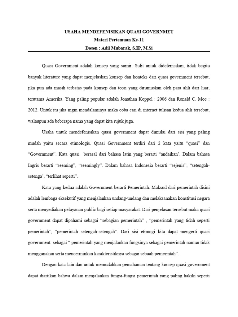 Quasi Government | PDF | Ilmu Sosial