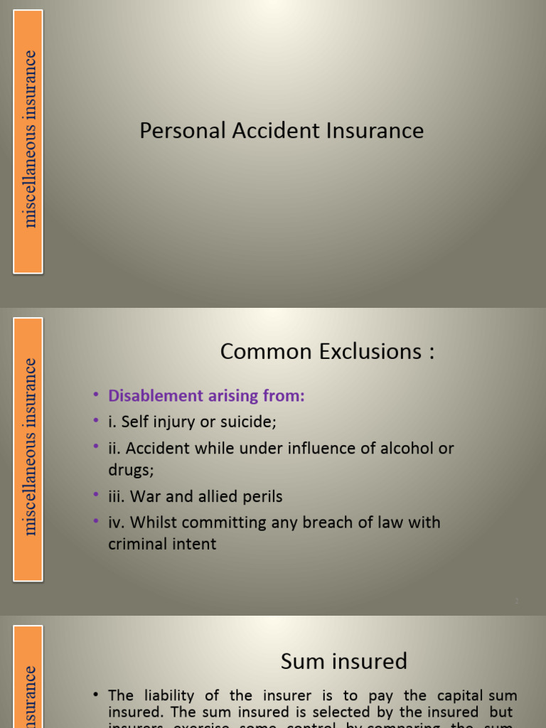 Personal Accident Insurance Overview | PDF | Insurance | Employment