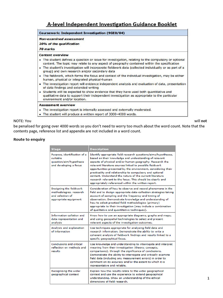 A Level NEA Guidance Booklet | PDF | Sampling (Statistics) | Infographics