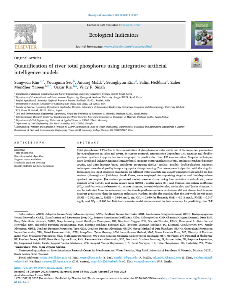 AI Models for River Total Phosphorus Analysis | PDF | Support Vector ...