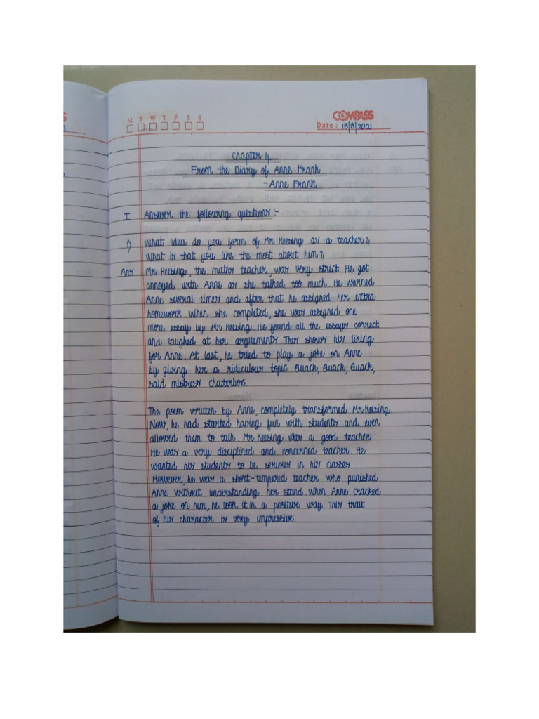 Chapter 4 From The Diary of Anne Frank CW | PDF