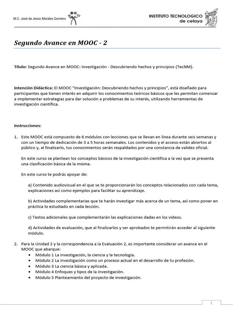 Avance en MOOC - 2 | PDF | Curso abierto masivo en linea | Evaluación