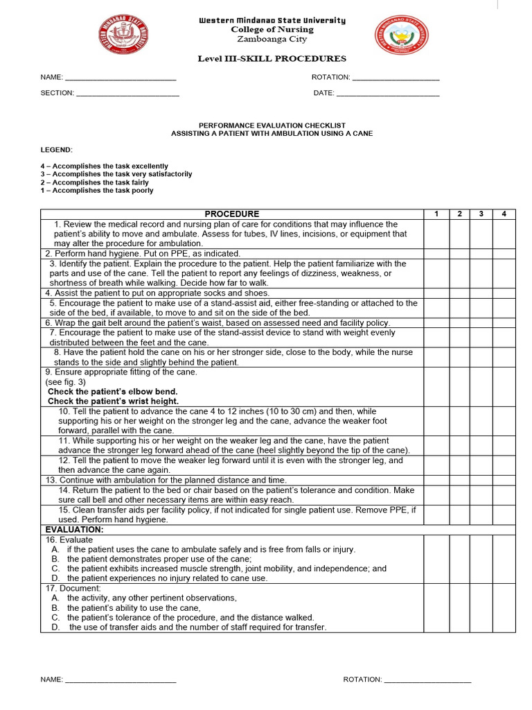 CHECKLIST Cane and Crutches | PDF | Chair | Stairs