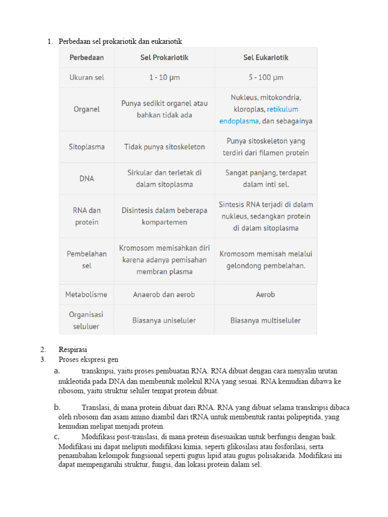 Perbedaan Sel Prokariotik Dan Eukariotik | PDF