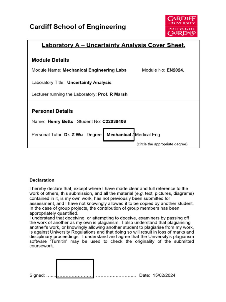 Uncertainty Analysis Report | PDF | Errors And Residuals | Normal Distribution