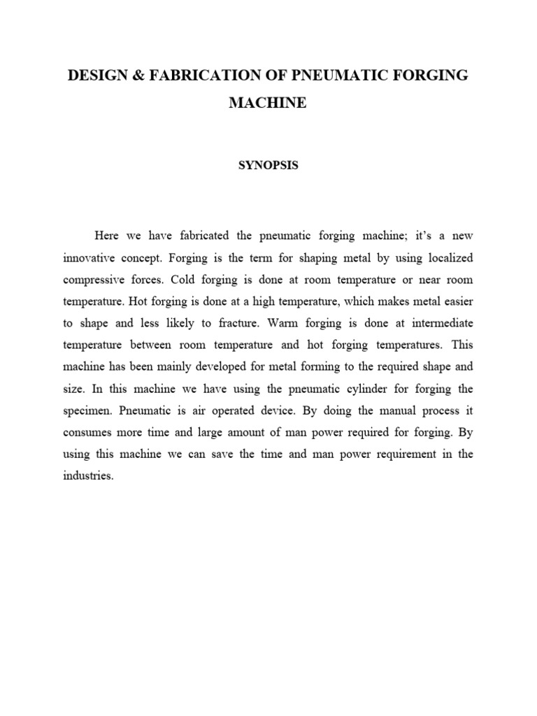 Pneumatic Forging Machine Design | PDF | Piston | Pneumatics