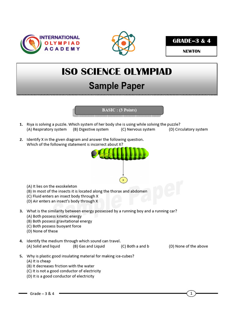 IOS - Sample Paper - 3-4 | PDF | Physical Sciences | Applied And Interdisciplinary Physics