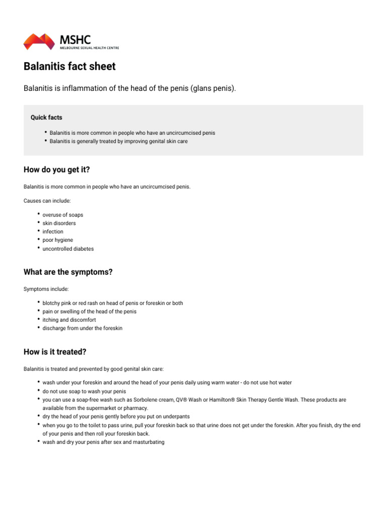 balanitis-fact-sheet_(English) | PDF | Clinical Medicine | Medical ...