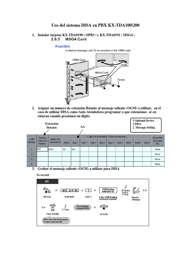 GUIA DISA KX-TDA1002005 | PDF | Informática