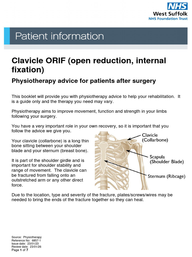 6857 1 Clavicle Open Reduction Internal Fixation ORIF Physiotherapy ...