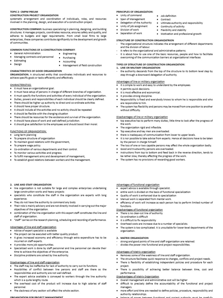 Topic 2 CMPM Prelim | PDF | Organizational Structure | Business Economics