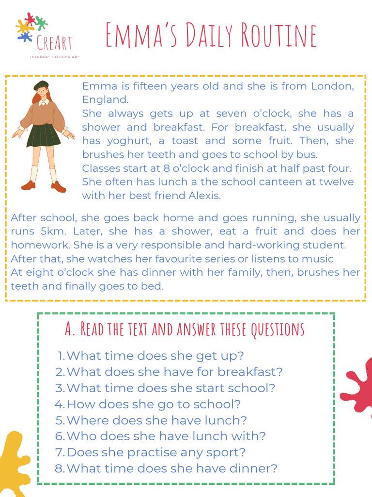 Emma's Daily Routine | PDF