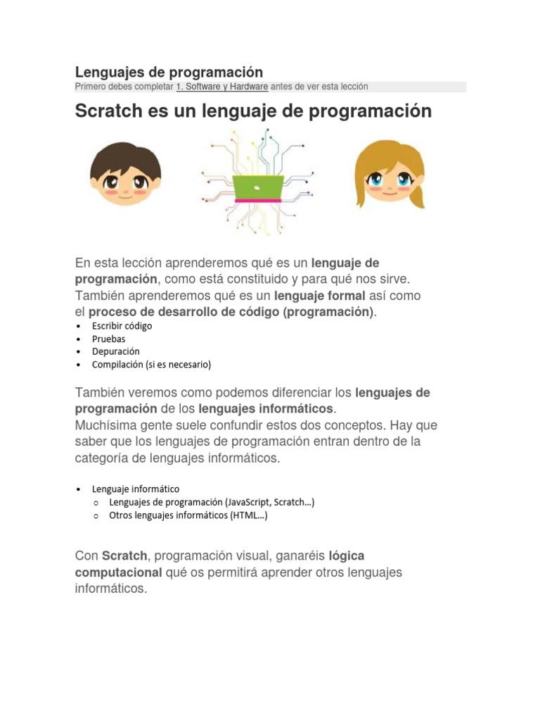 Lenguajes de Programación | PDF | Scratch (lenguaje de programación ...