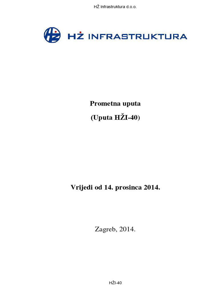 HŽI 40 Prometna Uputa | PDF