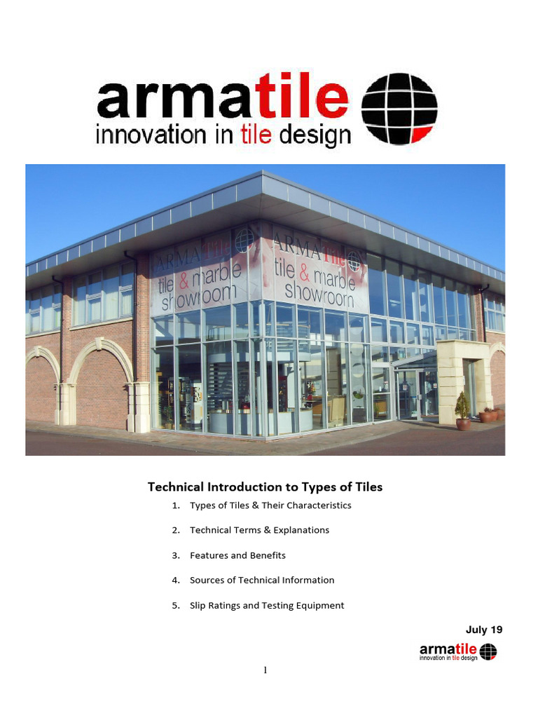 Armatile Technical Info Types of Tiles July 19 | PDF | Tile | Friction