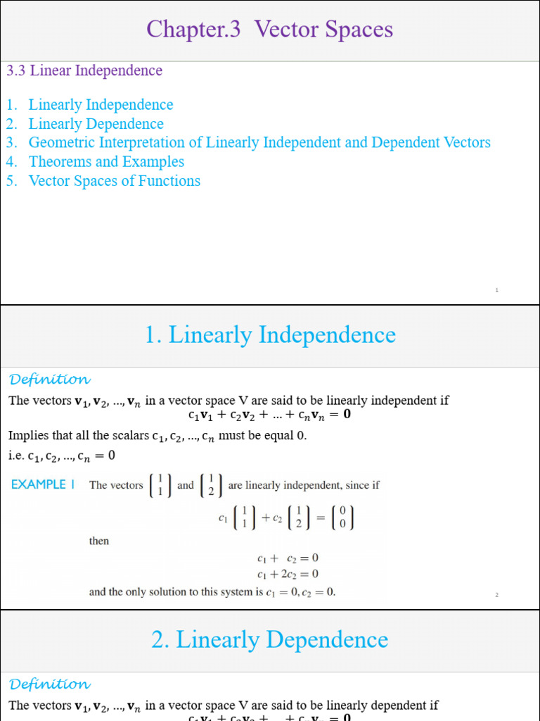 3.3 Linear Independence | PDF | Vector Space | Algebra
