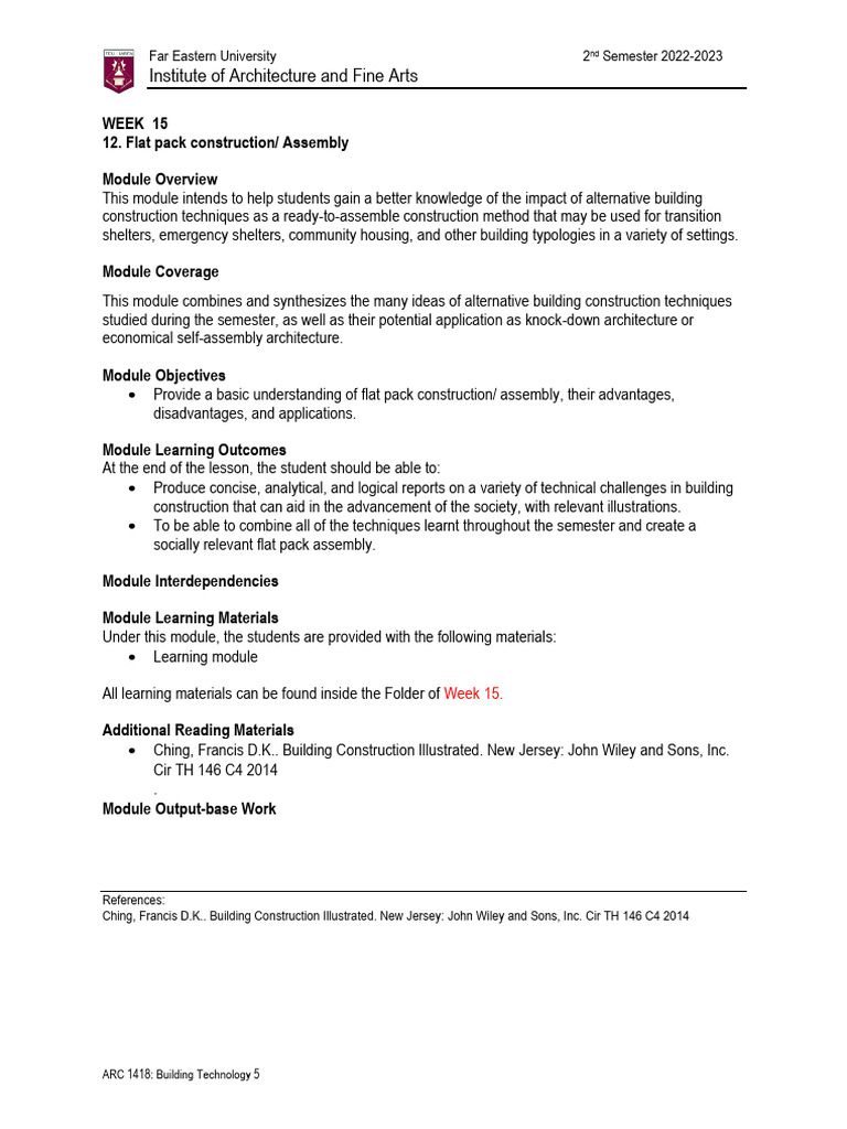 1 - ARC 1418 Week 15 - Flat Pack Construction - Assembly | PDF | Art ...