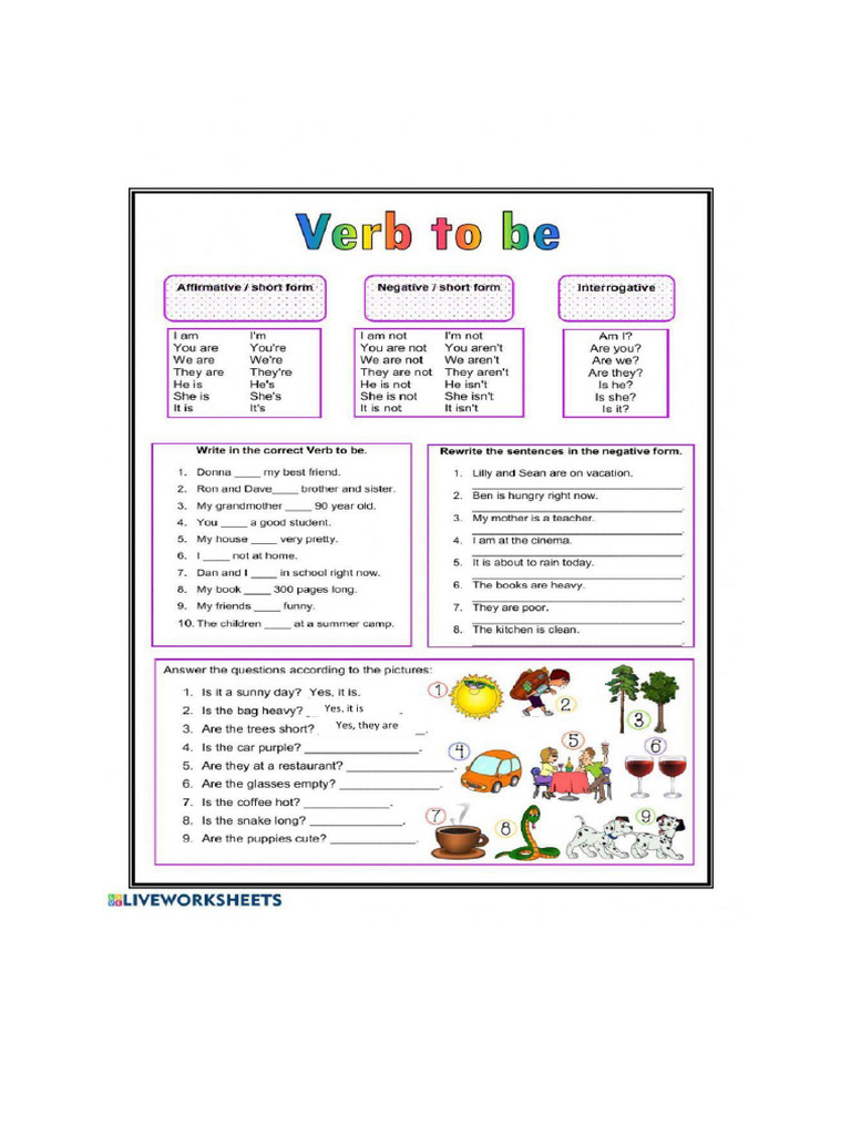 To Be Exercises | PDF
