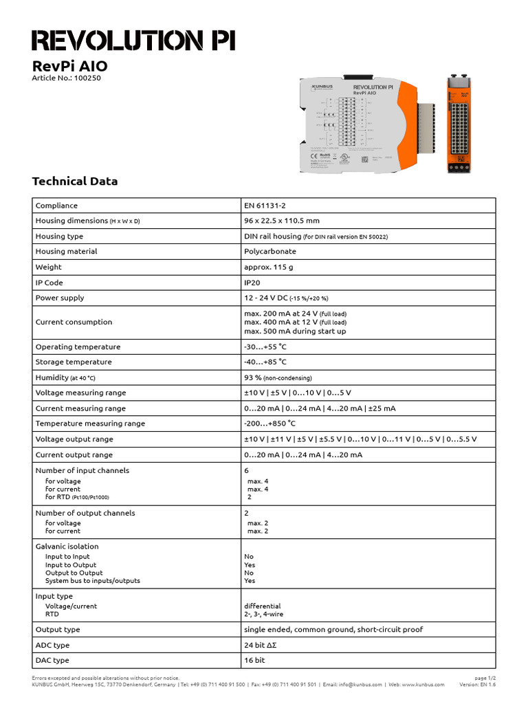 Datasheet RevPi AIO | PDF | Information And Communications Technology | Electrical Engineering