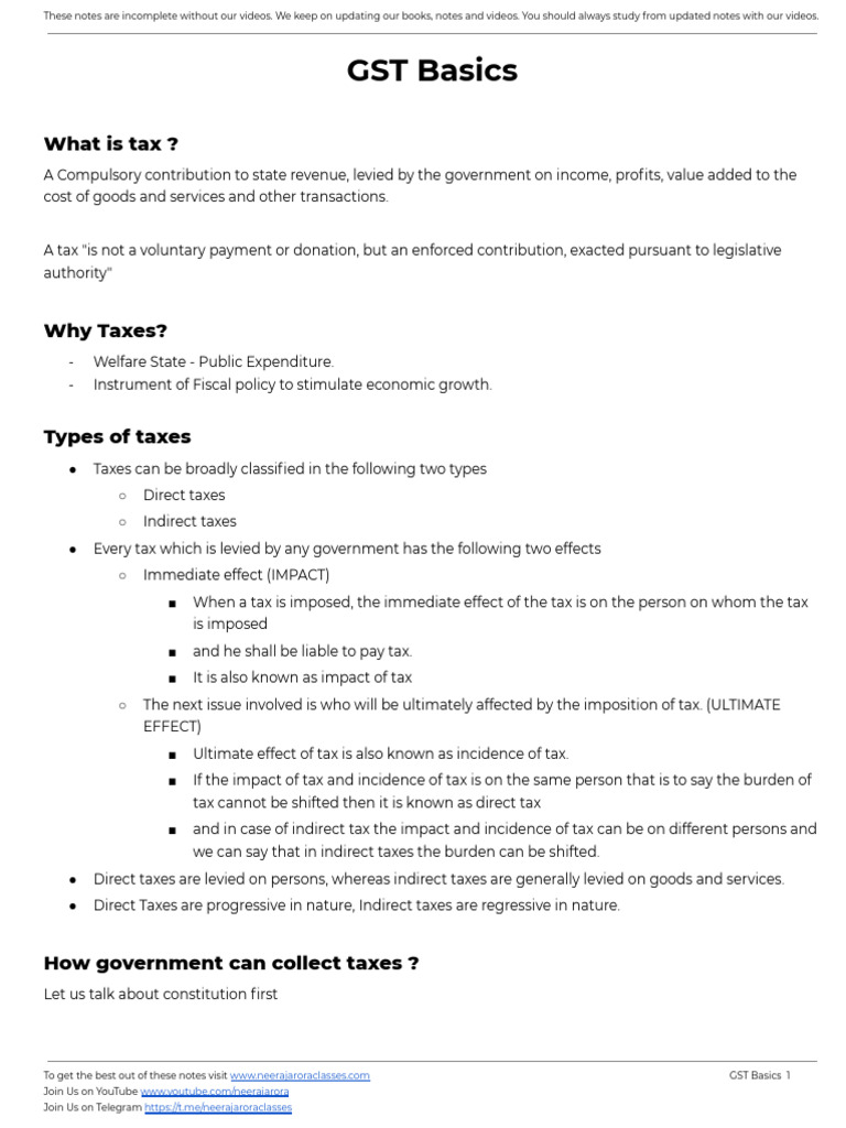 01 Basics GST [May 22] | PDF | Taxes | Indirect Tax