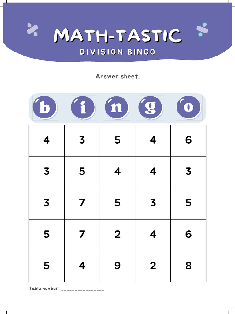 Division Bingo Game Instructions | PDF | Games & Activities