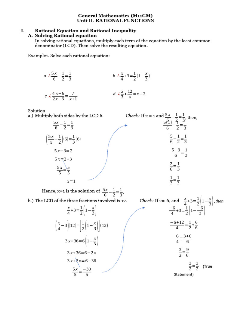 Rational Functions | PDF | Inequality (Mathematics) | Equations
