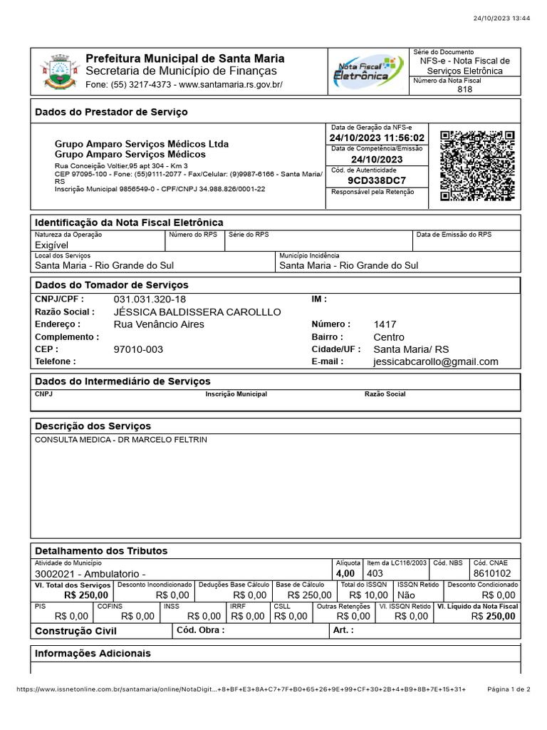 NFS-e - Nota Fiscal de Serviços Eletrônica | PDF | Business ...