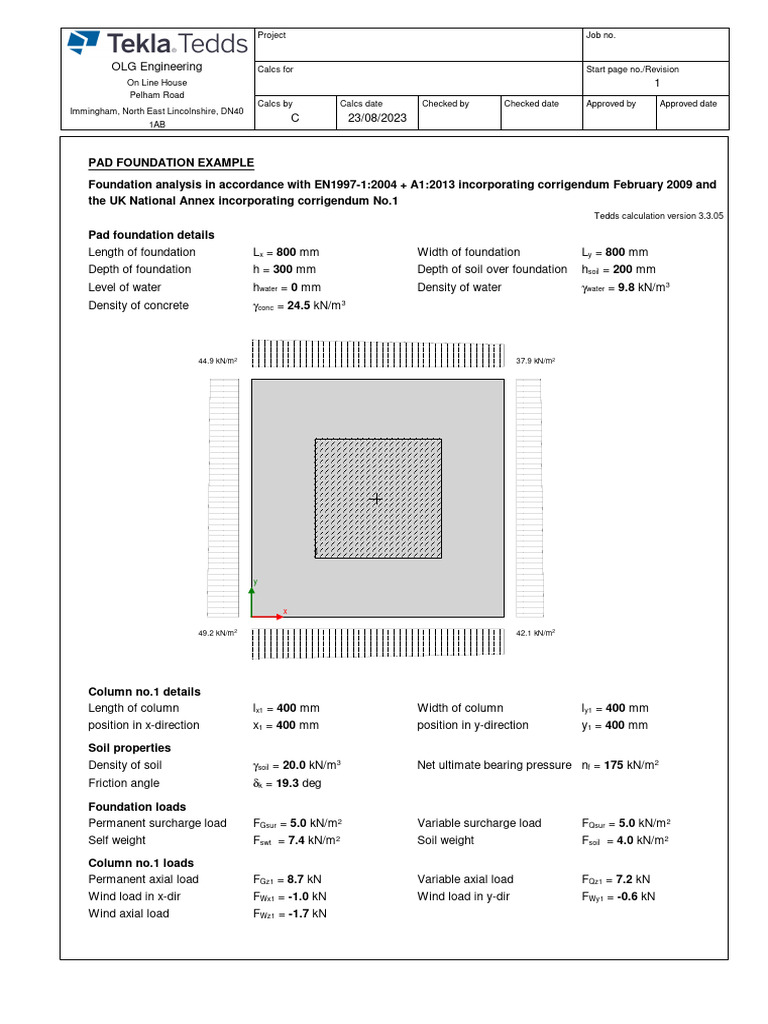 Pad Foundation Design Calculations | PDF | Applied And ...