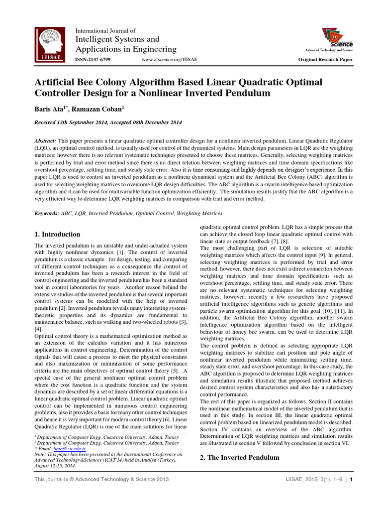 Artificial Bee Colony Algorithm | PDF | Control Theory | Matrix ...