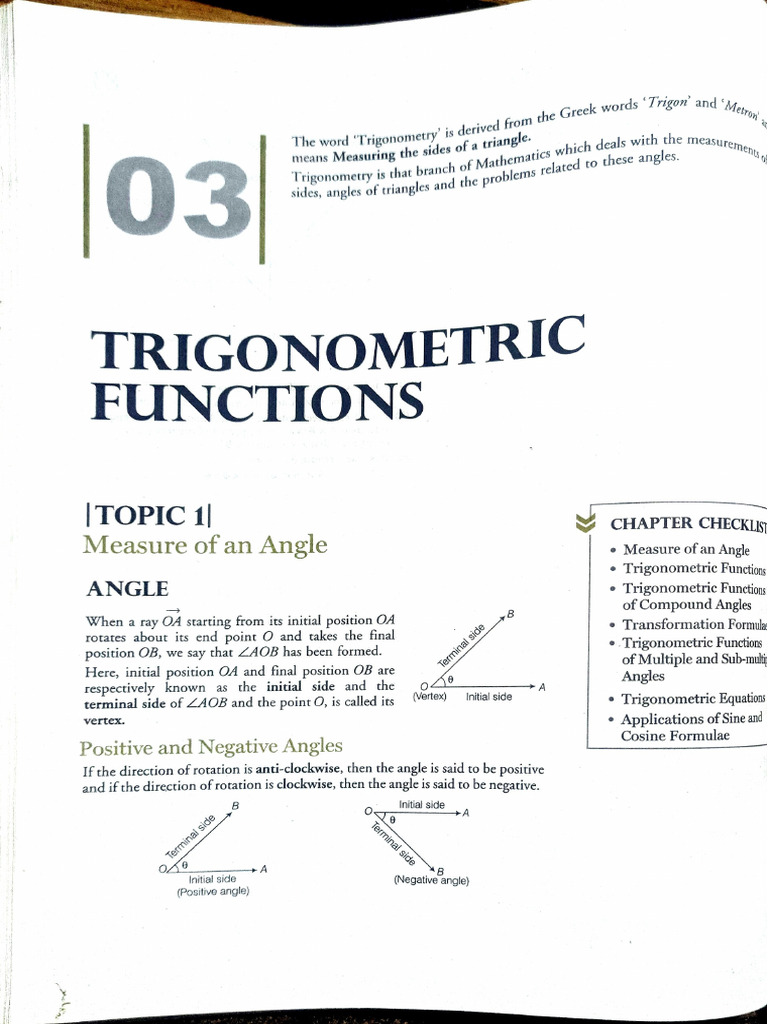 Trigonometric Functions Cls 11th Pdf