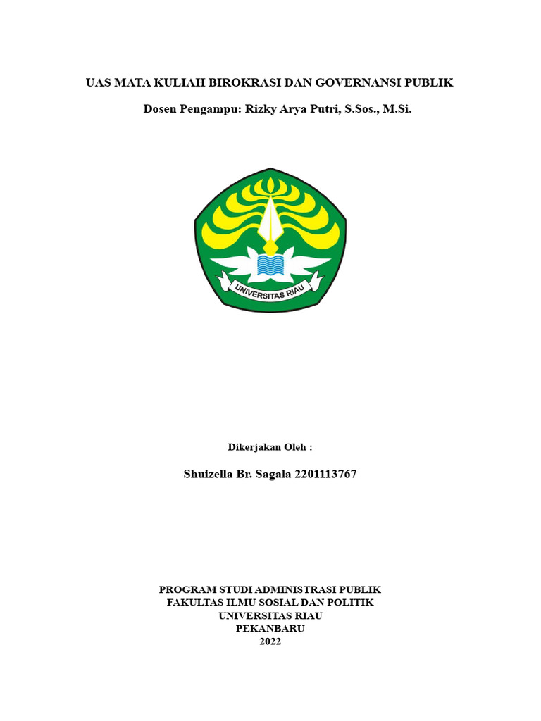 Contoh UAS BIROKRASI DAN GOVERNANSI PUBLIK | PDF