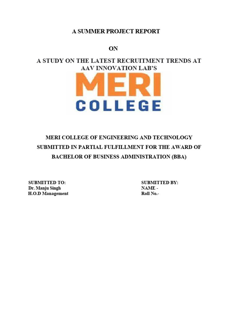 Parul PROJECT REPORT | PDF | Recruitment | Sampling (Statistics)