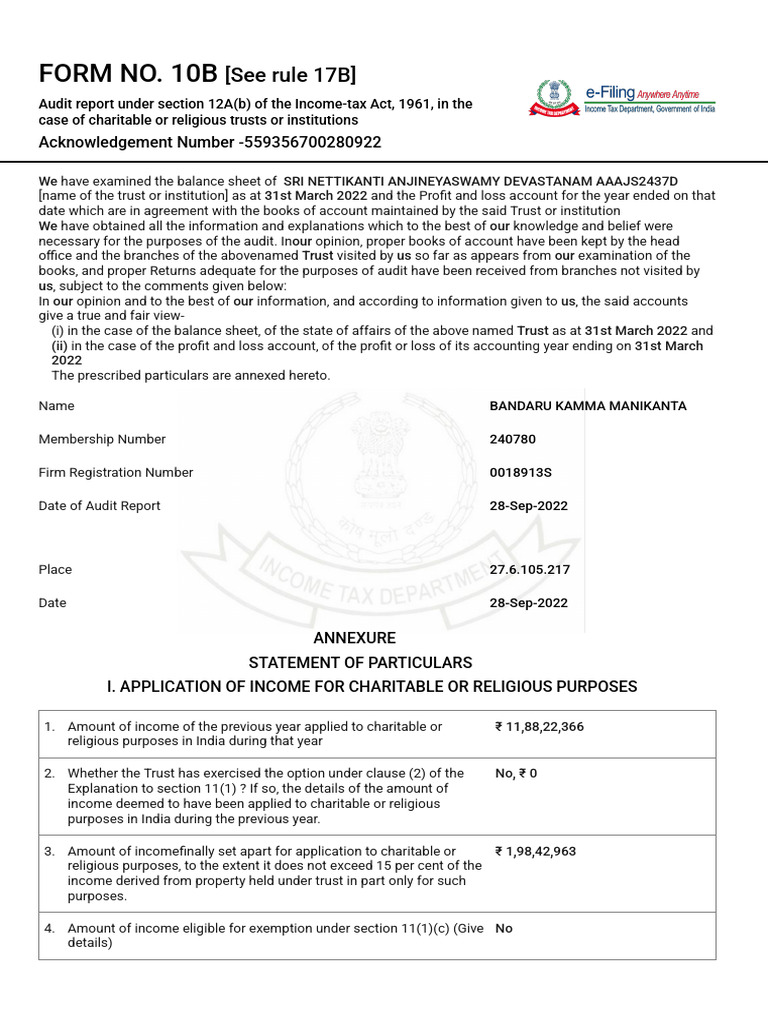 Form 10B - Filed Form | PDF | Audit | Trust Law