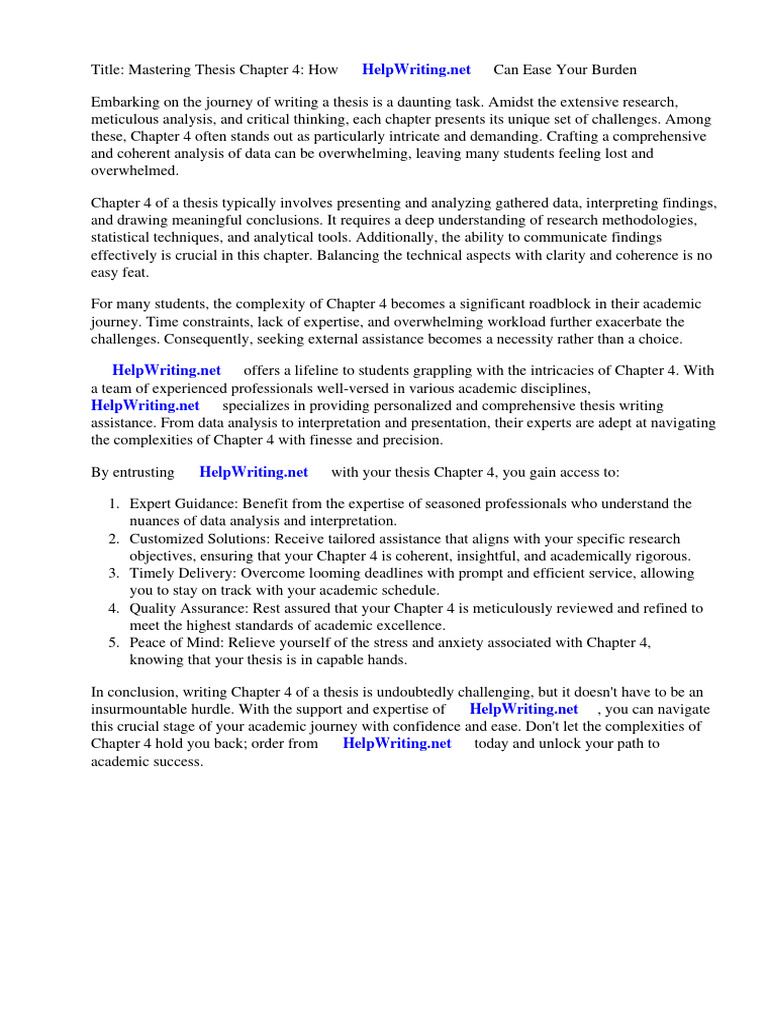 Writing Thesis Chapter 4 | PDF | Thesis | Methodology