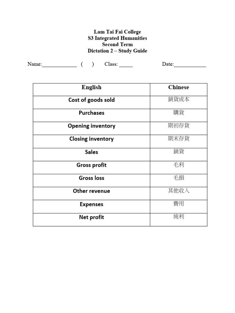 S3 Dict 2 Topic 2 (Study Guide) | PDF
