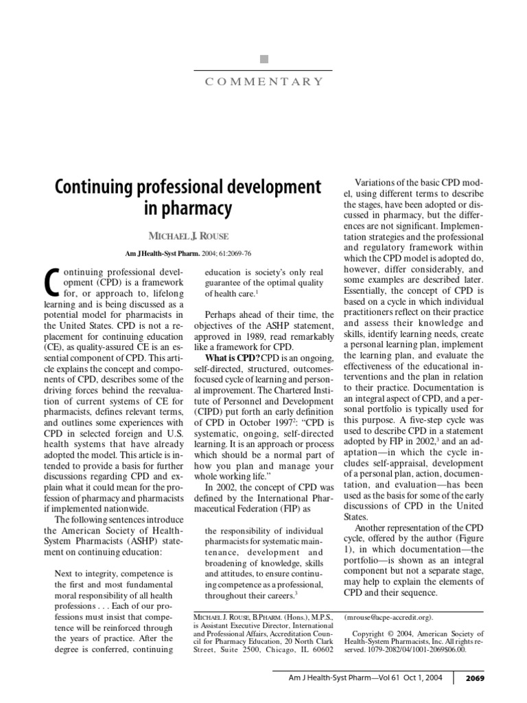 Continuing Professional Development in P | Download Free PDF | Pharmacy ...