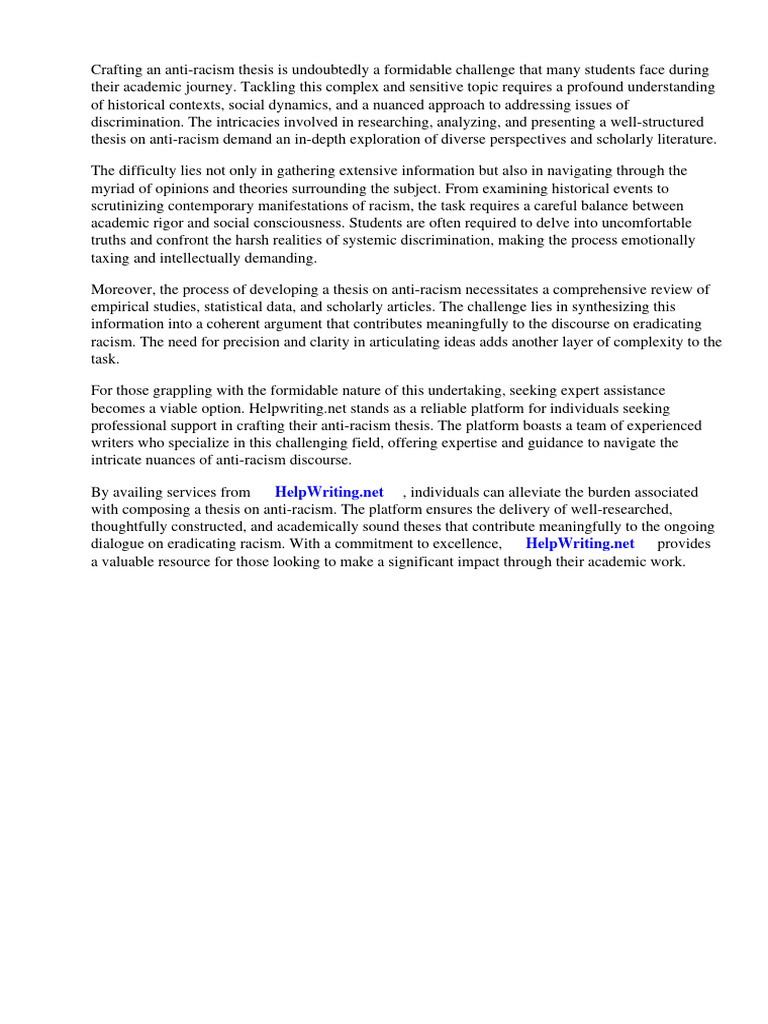 Anti Racism Thesis | PDF | Racism | Discrimination & Race Relations