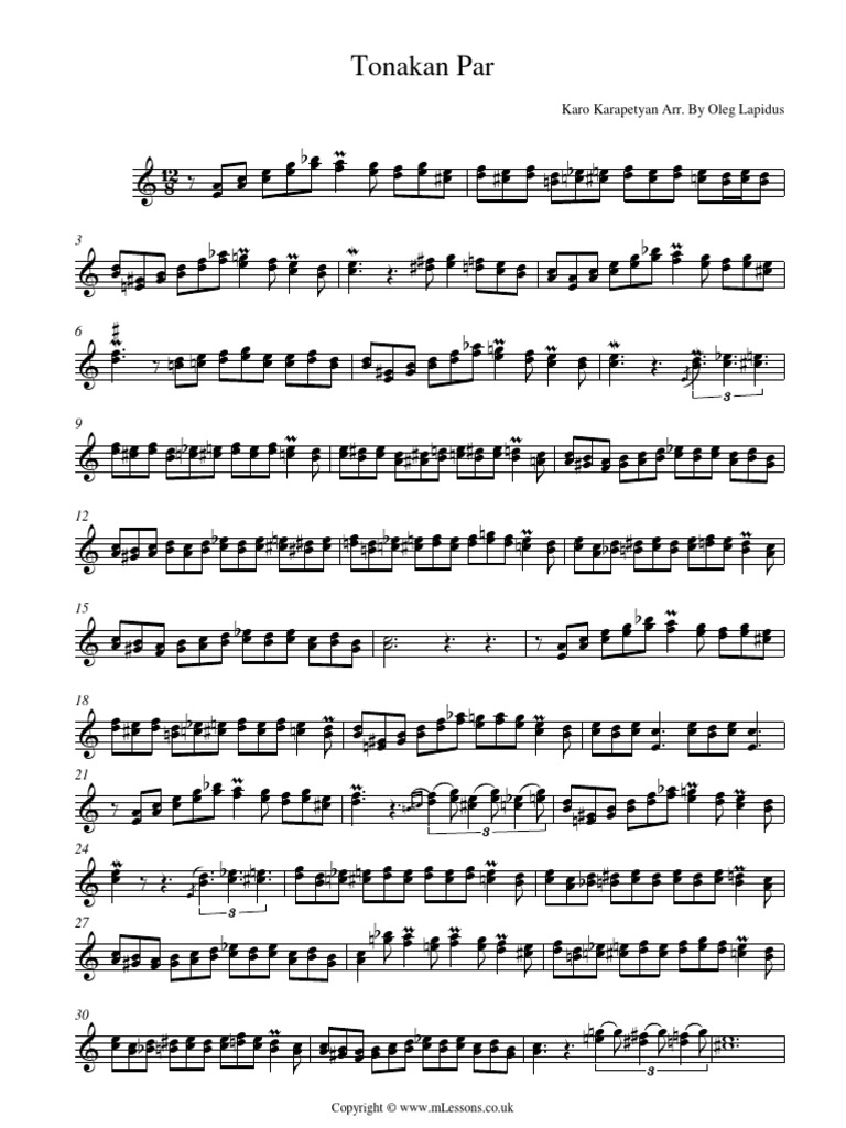 Tonakan Par - Armenian Tune - Sax Eb | PDF