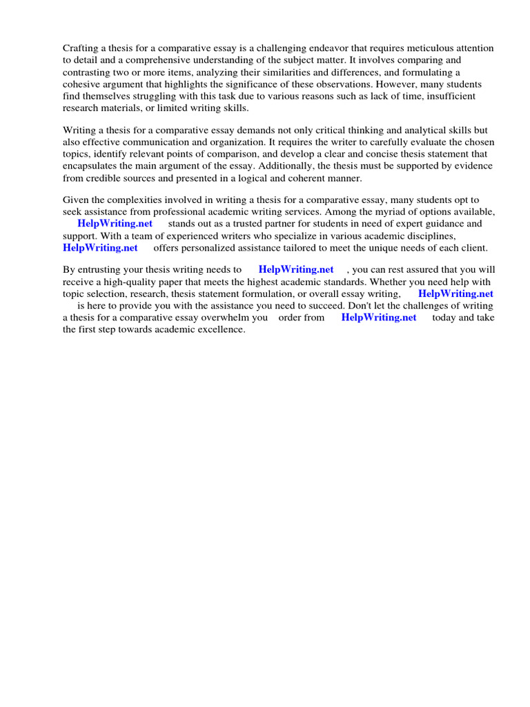 Writing A Thesis For A Comparative Essay | PDF | Career & Growth ...