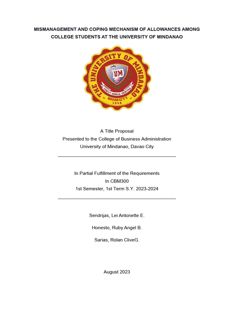 Mismanagement and Coping Mechanism of Allowances Among College Students ... Mismanagement and Coping Mechanism of Allowances Among College Students ...