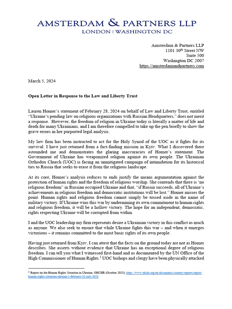 Open Letter To Lauren Homer and The Law and Liberty Trust On Freedom of ...