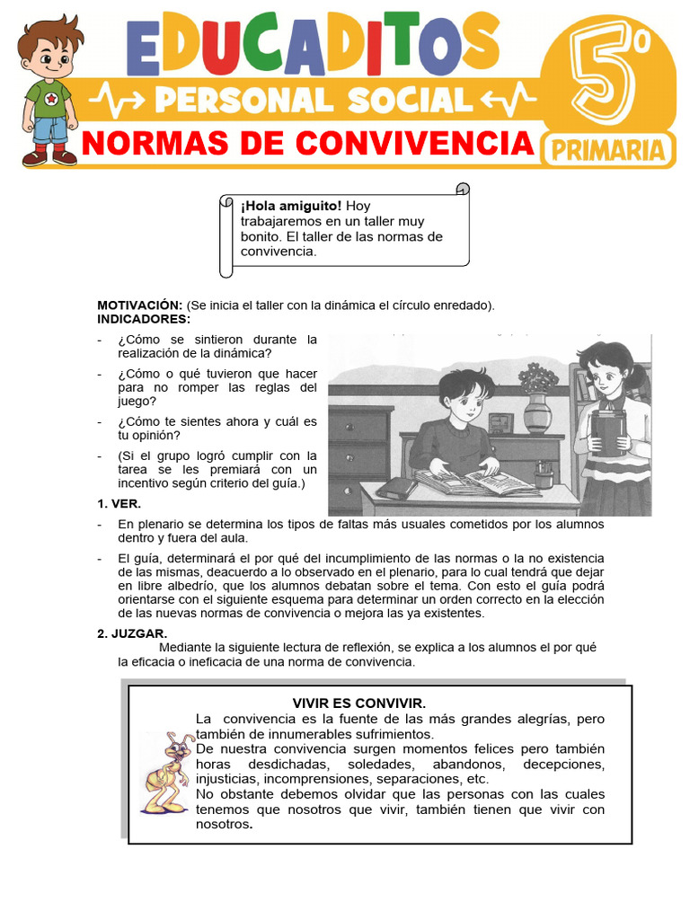 Normas de Convivencia para Quinto Grado de Primaria | PDF