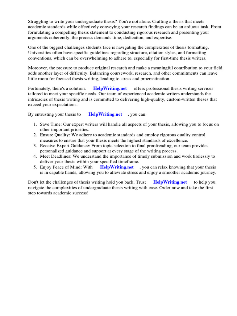 Sample Thesis Format For Undergraduate | PDF | Thesis