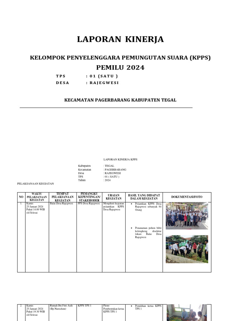 FORMAT LAPKIN KPPS PEMILU 2024-fitri | PDF