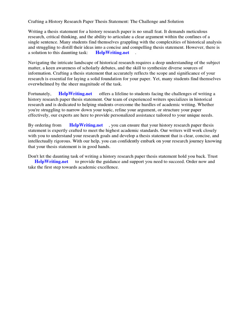 History Research Paper Thesis Statements | PDF | Essays | Thesis