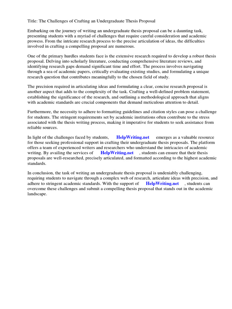 Example Undergraduate Thesis Proposal | PDF | Thesis | Methodology