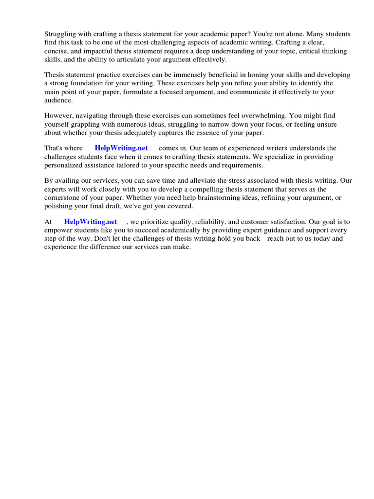 Thesis Statement Practice Exercises | PDF | Essays | Thesis