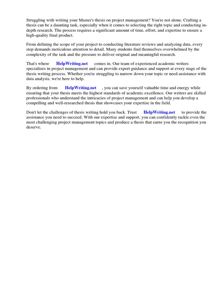 Project Management Thesis Guidance | PDF | Thesis | Project Management