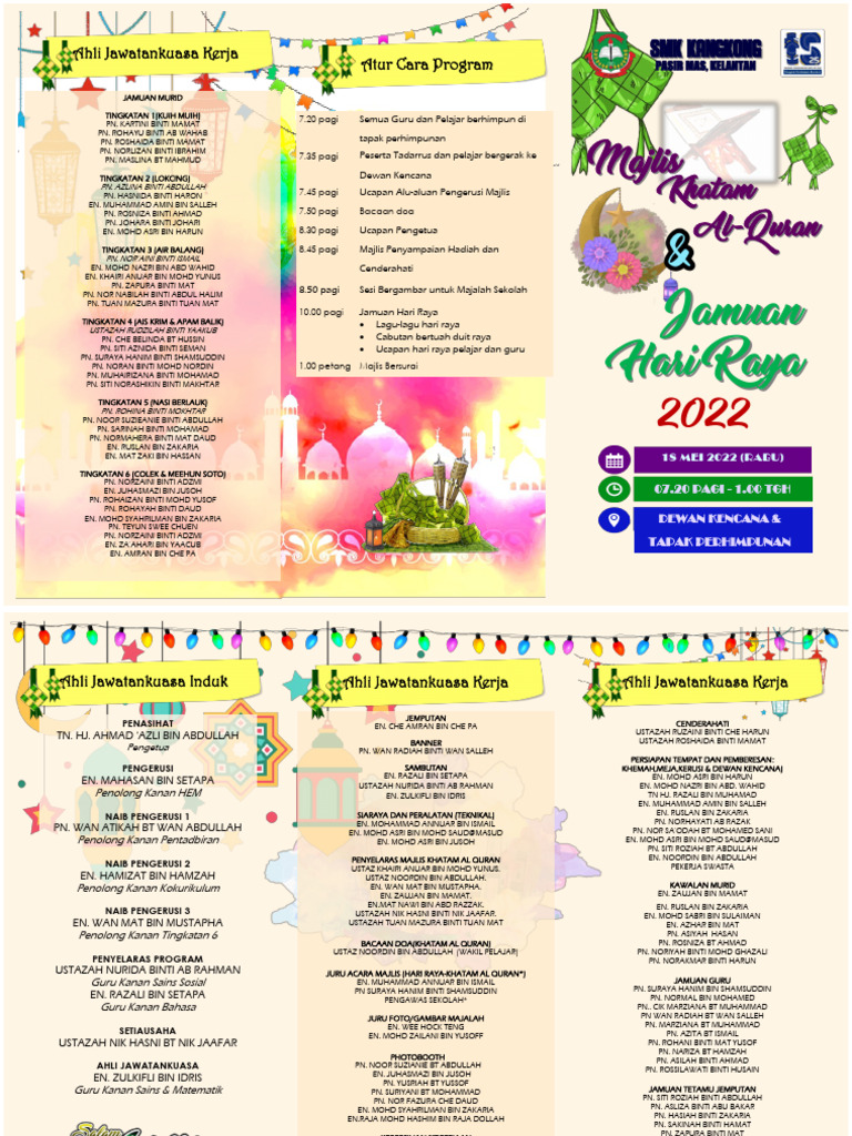 Pamplet Raya Dan Khatam Alquran 2022 | PDF