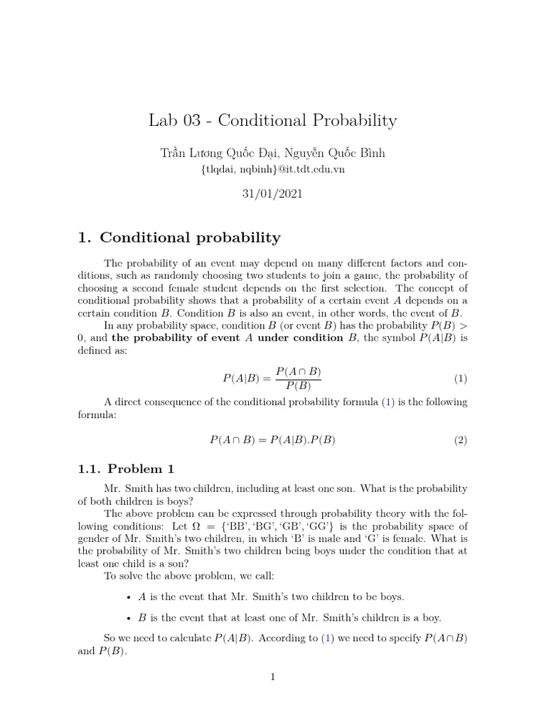 03-Conditional Probability | PDF | Statistical Theory | Measure Theory